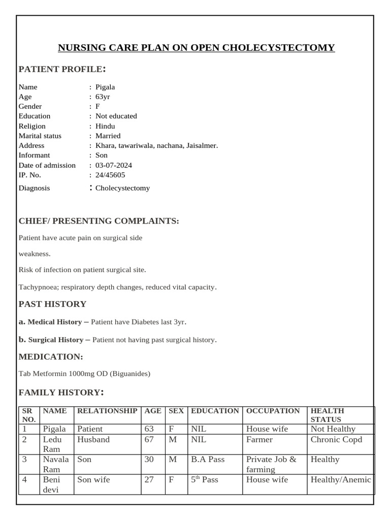 Nursing Care Plan On Open Cholecystectomy | PDF | Breathing | Diet ...