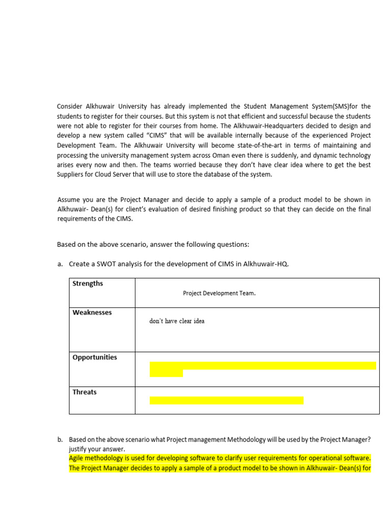 Topic 4.2 SWOT Activity Key | PDF