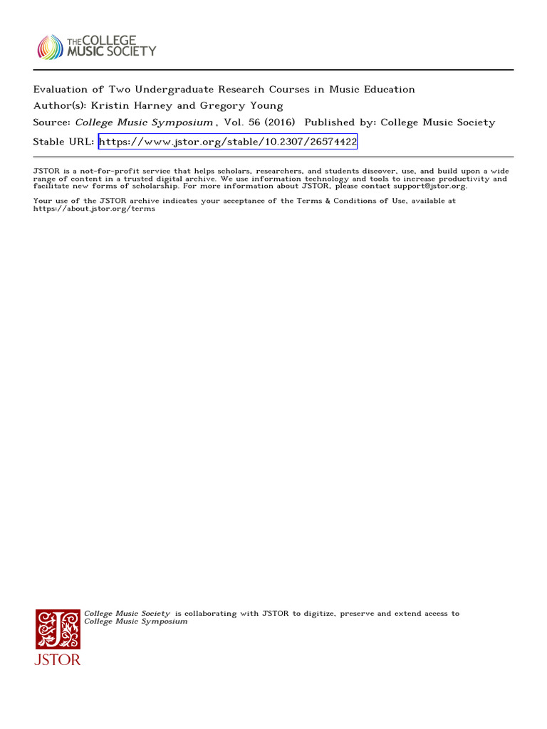 Evaluation of Two Undergraduate Research Courses in Music Education ...
