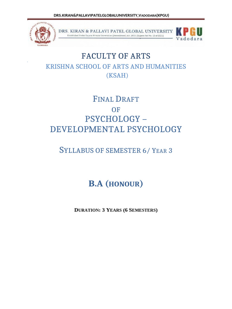Developmental Psychology Syllabus | PDF | Cognitive Development ...