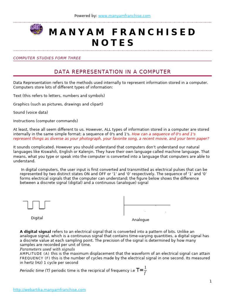 Data Presentation In A Computer Pdf Bit Computer Data Storage