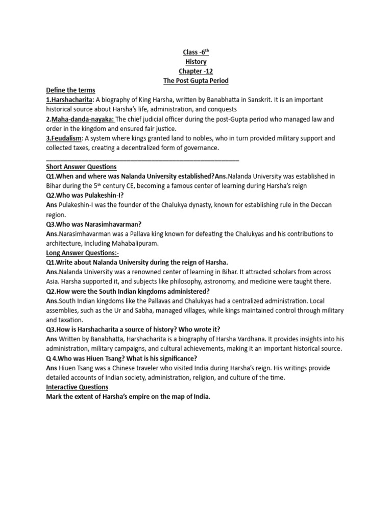 Class - 6 Chapter 12 History | PDF