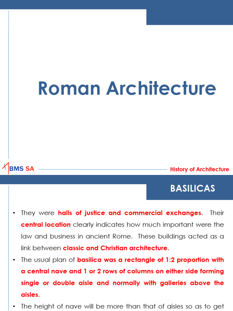4 - Roman Architecture - Part 2 | PDF | Aisle | Architectural Design