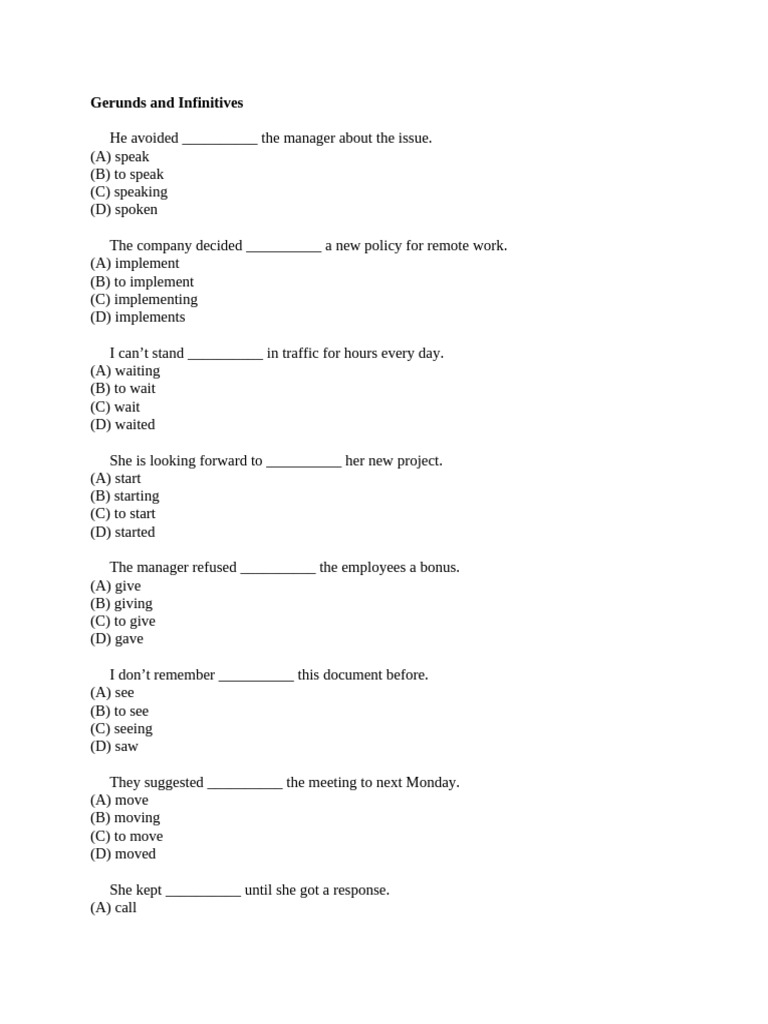 Week 7 - Gerunds and Infinitives | PDF