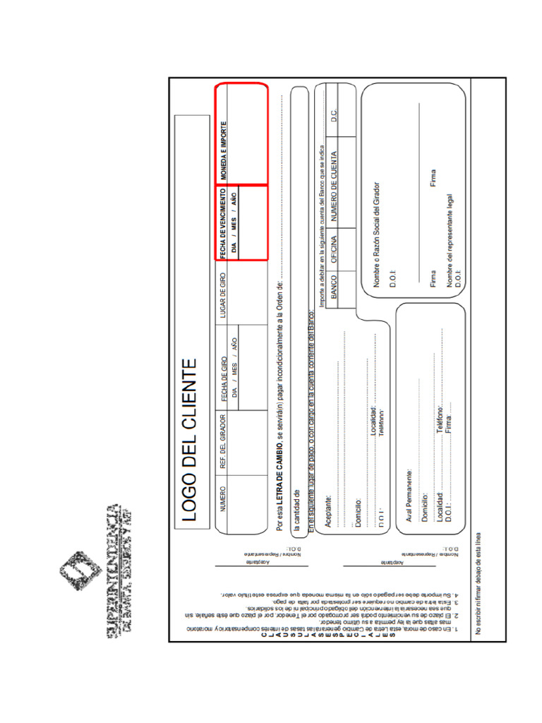 Formato de Letra Unica de Cambio - SBS-1 | PDF
