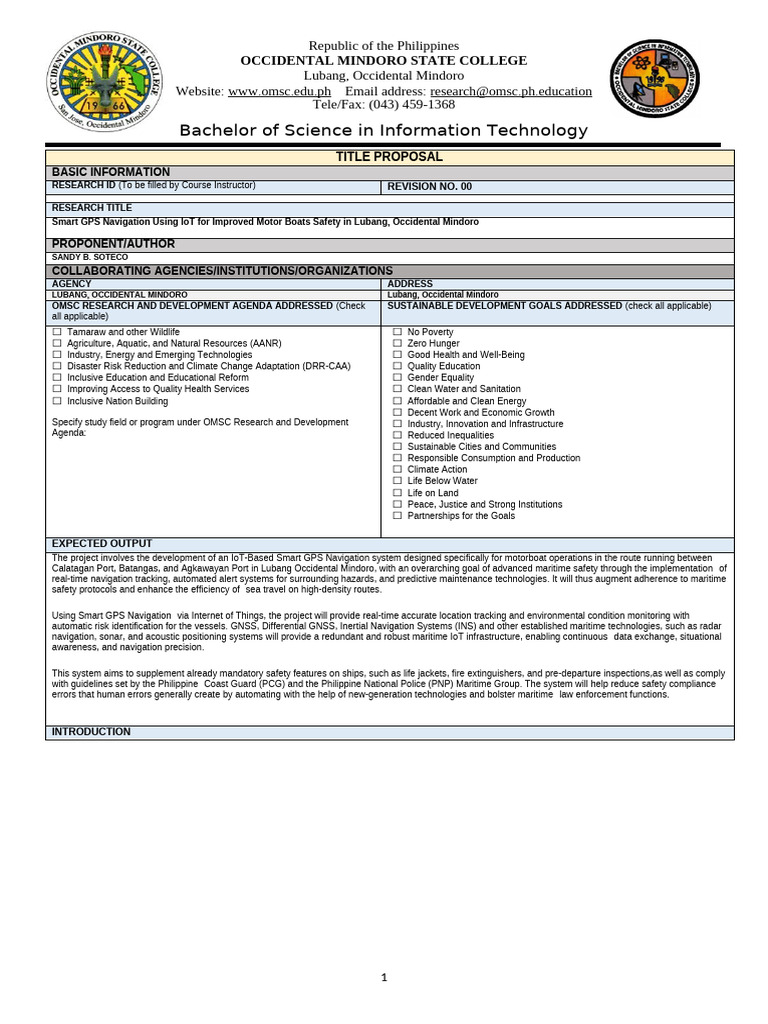 Format For Individual Title Proposal IoT System | PDF | Internet Of ...