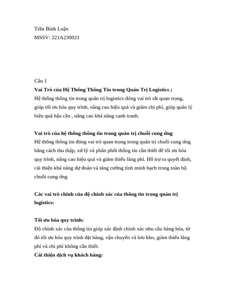 HTTT logistics | PDF