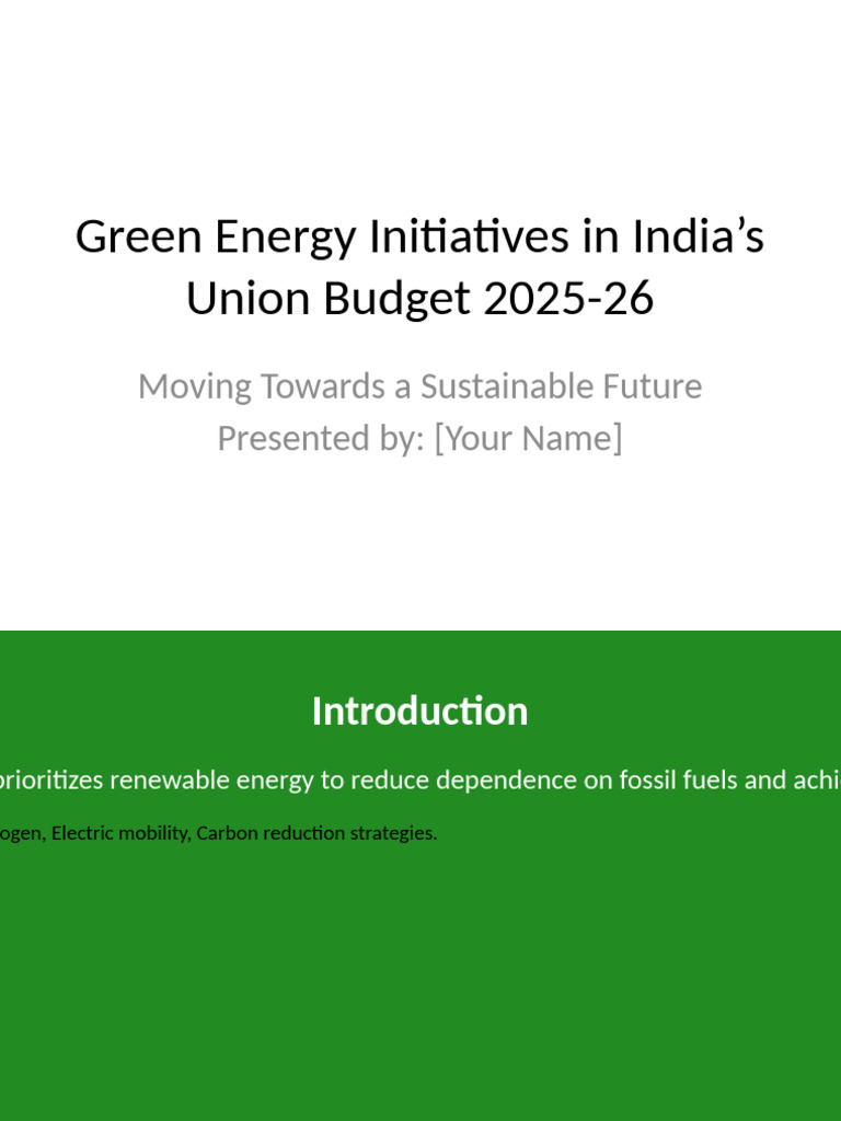 India’s 2025-26 Green Energy Budget | PDF | Sustainable Energy ...
