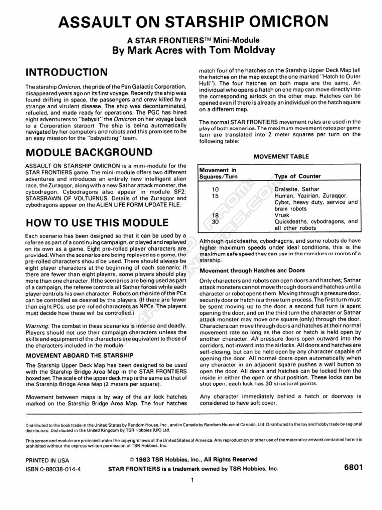 Star Frontiers Alpha Dawn Overview | PDF