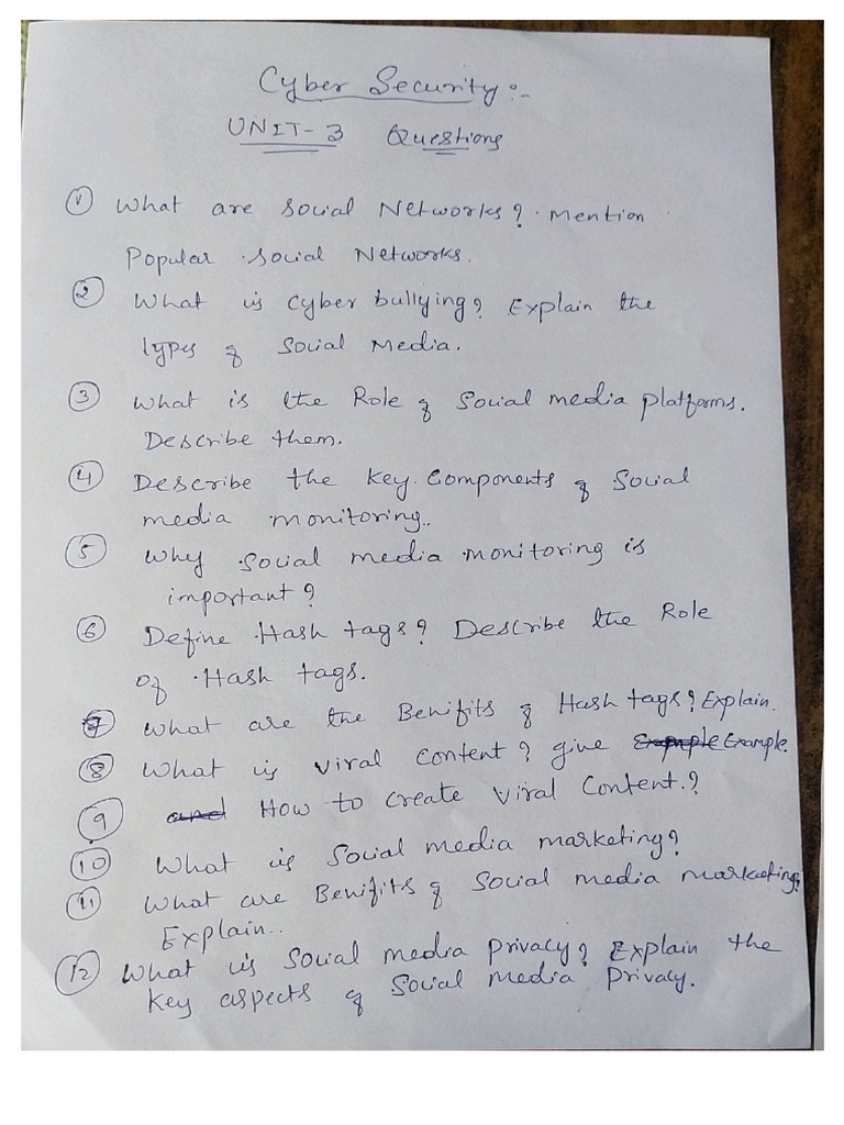 Cyber security UNIT -3 and UNIT --4 questions | PDF