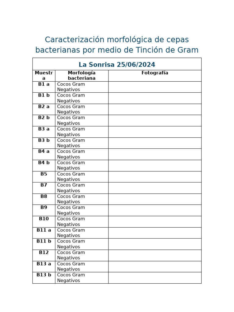 Caracterización Morfológica de Cepas Bacterianas Por Medio de Tinción ...