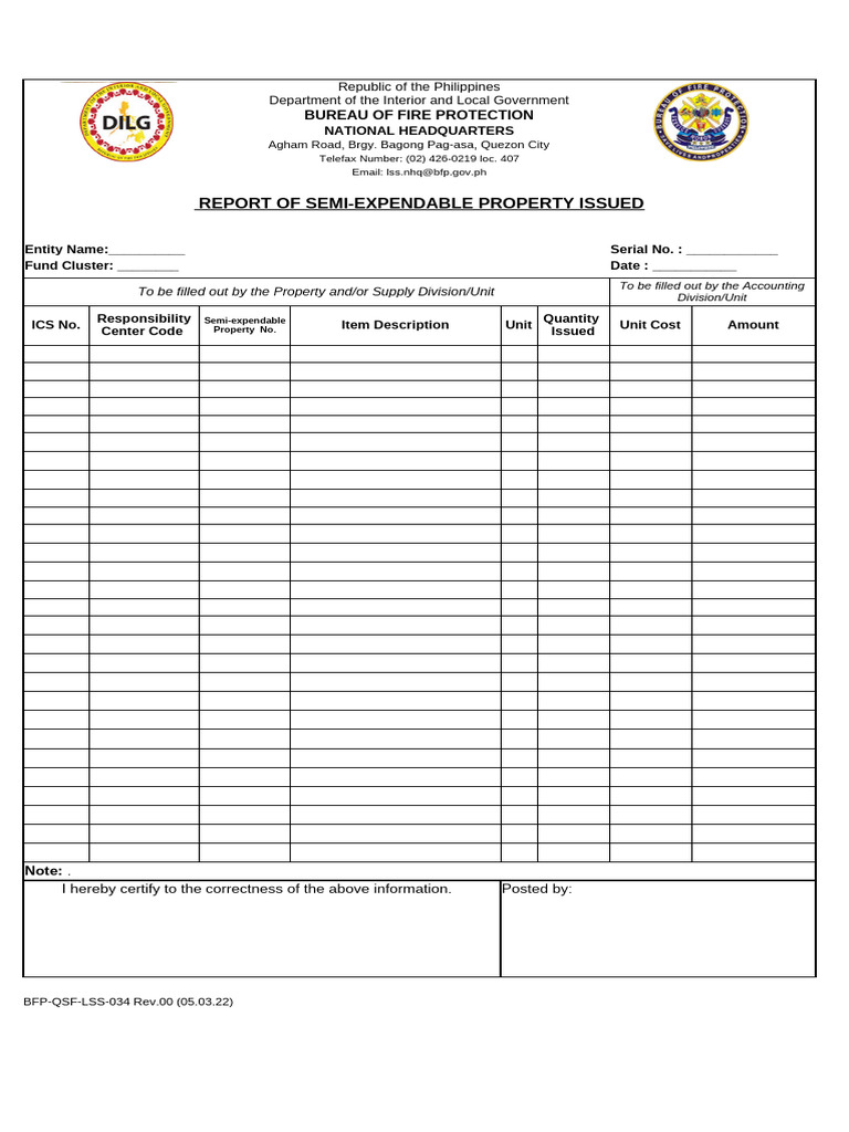 LSS 34F Report of Semi Expandable Property Issued Rev.00 | PDF