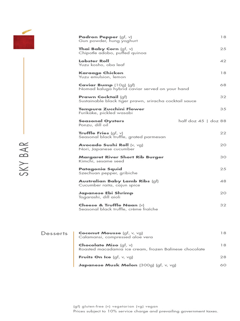 Ce La Vi Menu Highlights | PDF | Foods | Cuisine