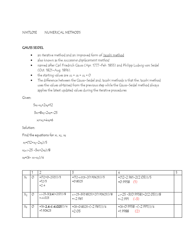 Gauss Seidel Method | PDF