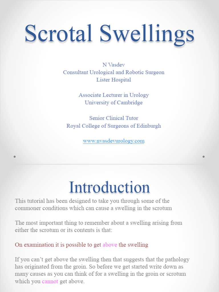 Scrotal Swellings | PDF | Diseases And Disorders | Medical Specialties