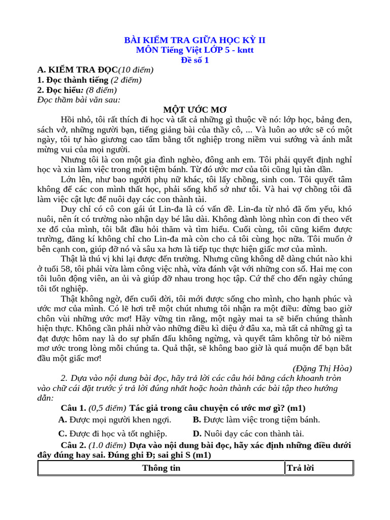 ĐỀ KT-GK2-TV5-KNTT-6 ĐỀ | PDF