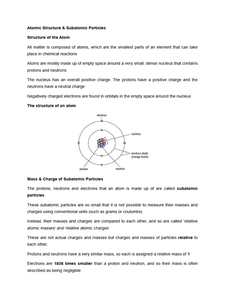 Particles in Atom & Atomic Radius | PDF | Atoms | Proton