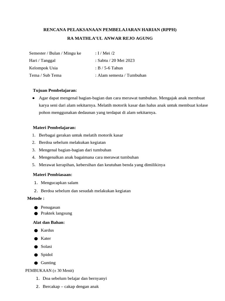 RPPH PKM Ke - 5 - Tumbuhan | PDF