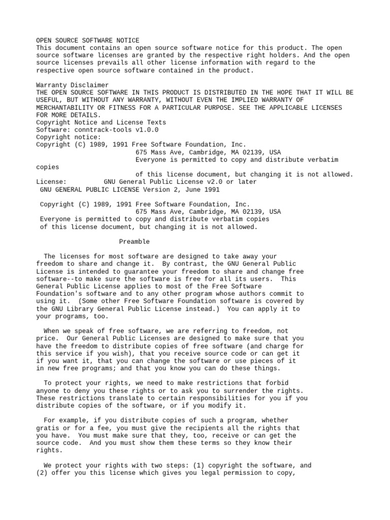 Open Source Software Notice | PDF | License | Free Software