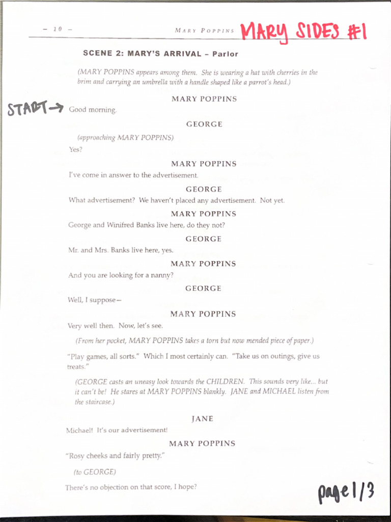 Mary Poppins Audition Sides 2 | PDF