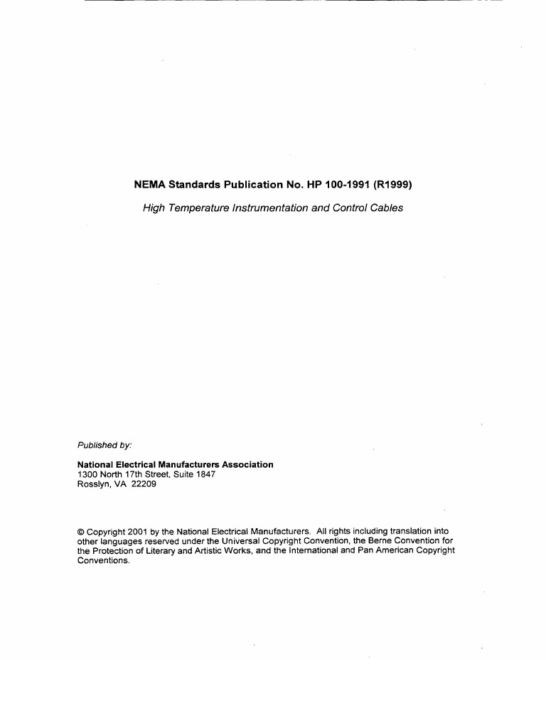 NEMA HP 100 High Temp Instrument Cables | PDF