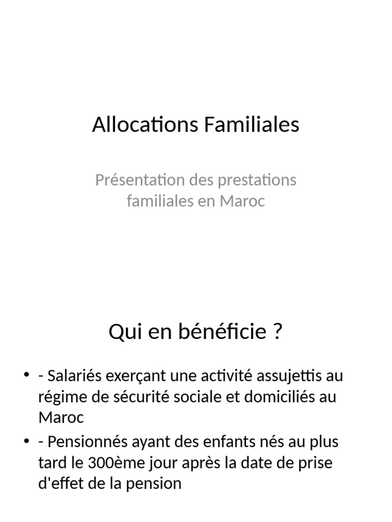 Allocations Familiales Presentation | PDF