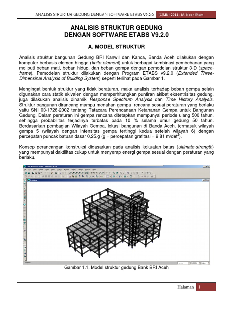 ANALYSIS OF BUILDING STRUCTURE USING ETABS V9.2.0 SOFTWARE | PDF