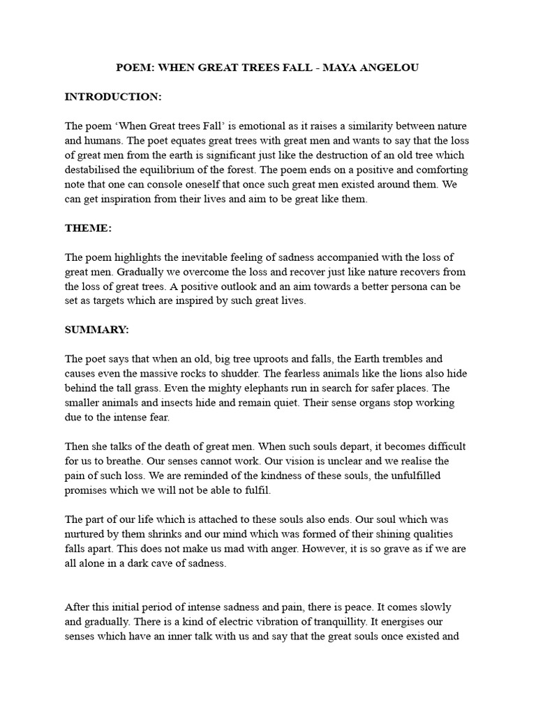 Poem - When Great Trees Fall - Analysis | PDF | Poetry