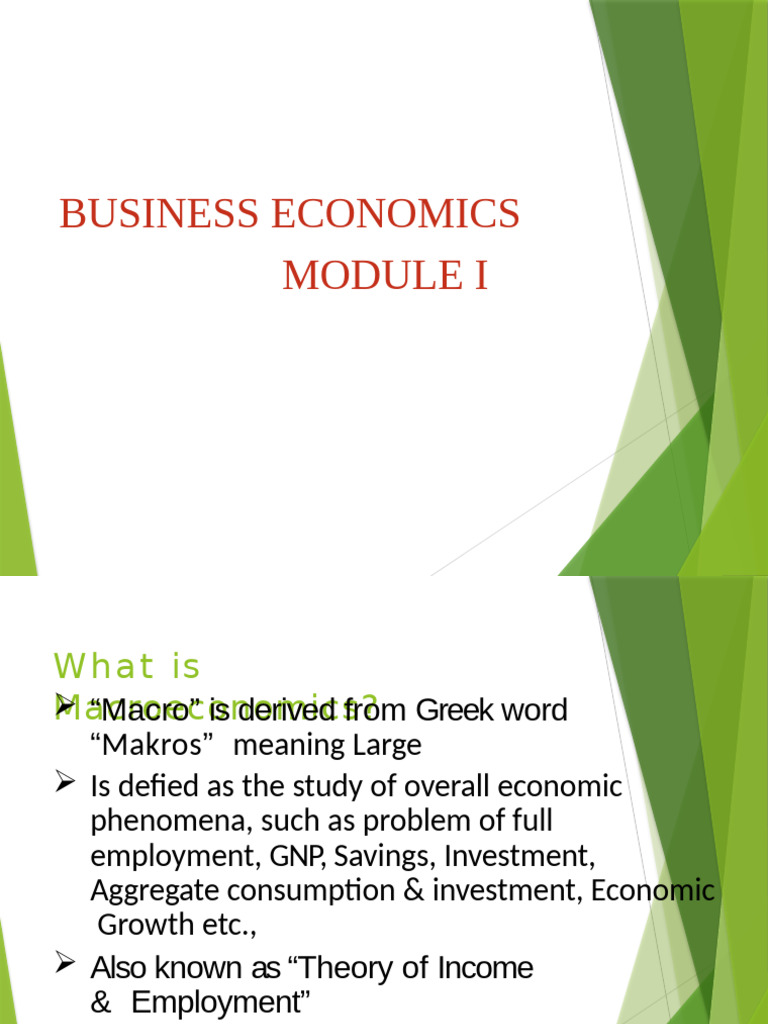 Business Economics Module I | PDF | Macroeconomics | Gross Domestic Product