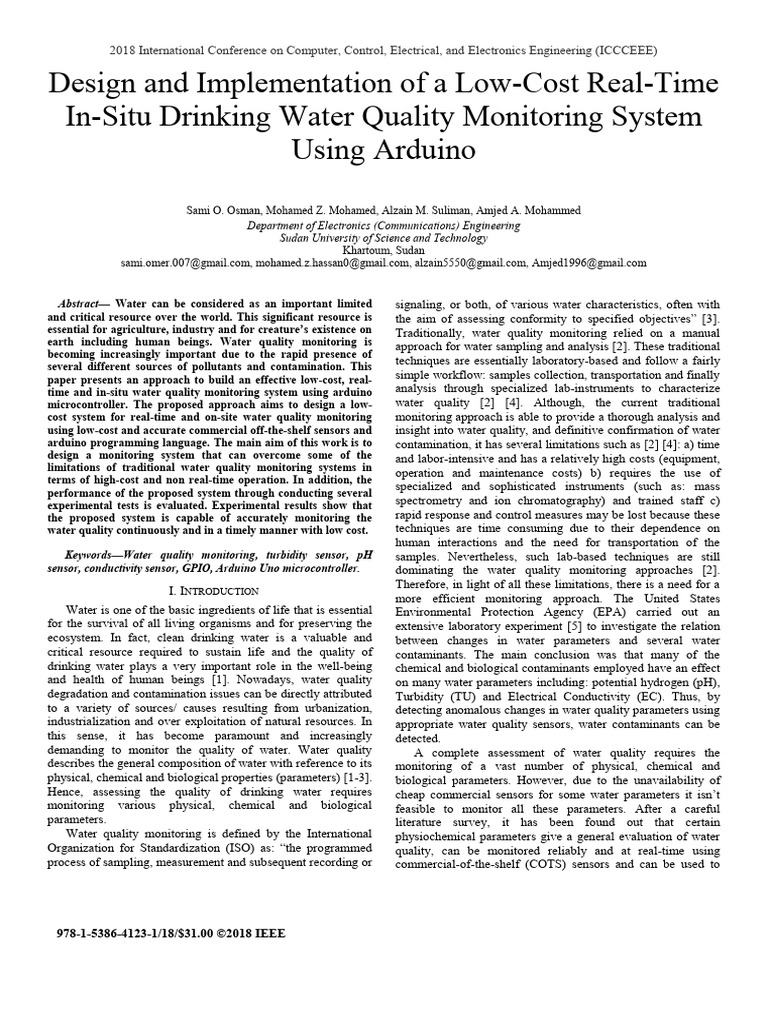 In-Situ Drinking Water Quality Monitoring System | PDF | Water Quality | Ph