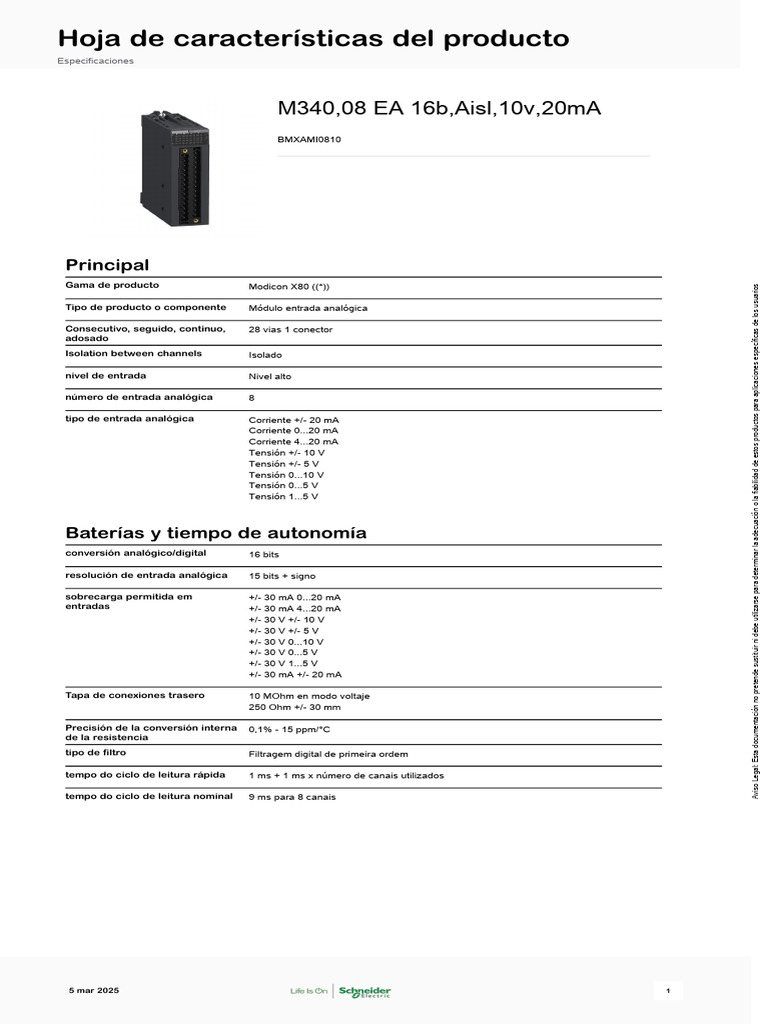 Schneider Electric_Módulos-Modicon-x80_BMXAMI0810 | PDF ...