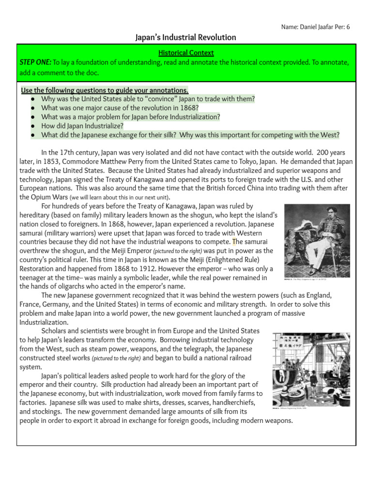 Japan's Meiji Industrial Revolution Explained | PDF | Japan | Empire Of ...