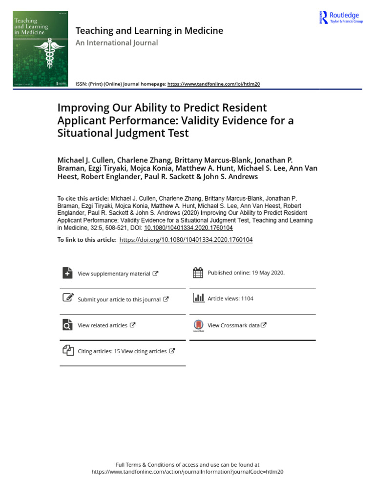 Improving Our Ability To Predict Resident Applicant Performance ...