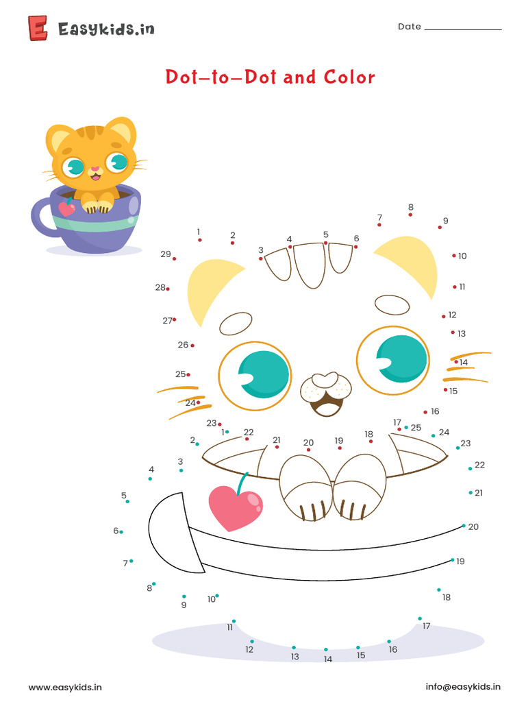 Dot To Dot Cat Worksheet | PDF