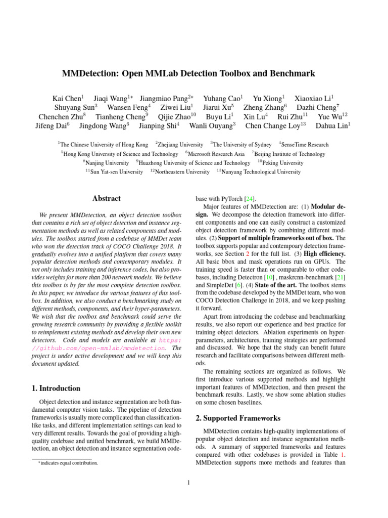 Mmdetection Open Mmlab Detection Toolbox And Benchmark Pdf Image