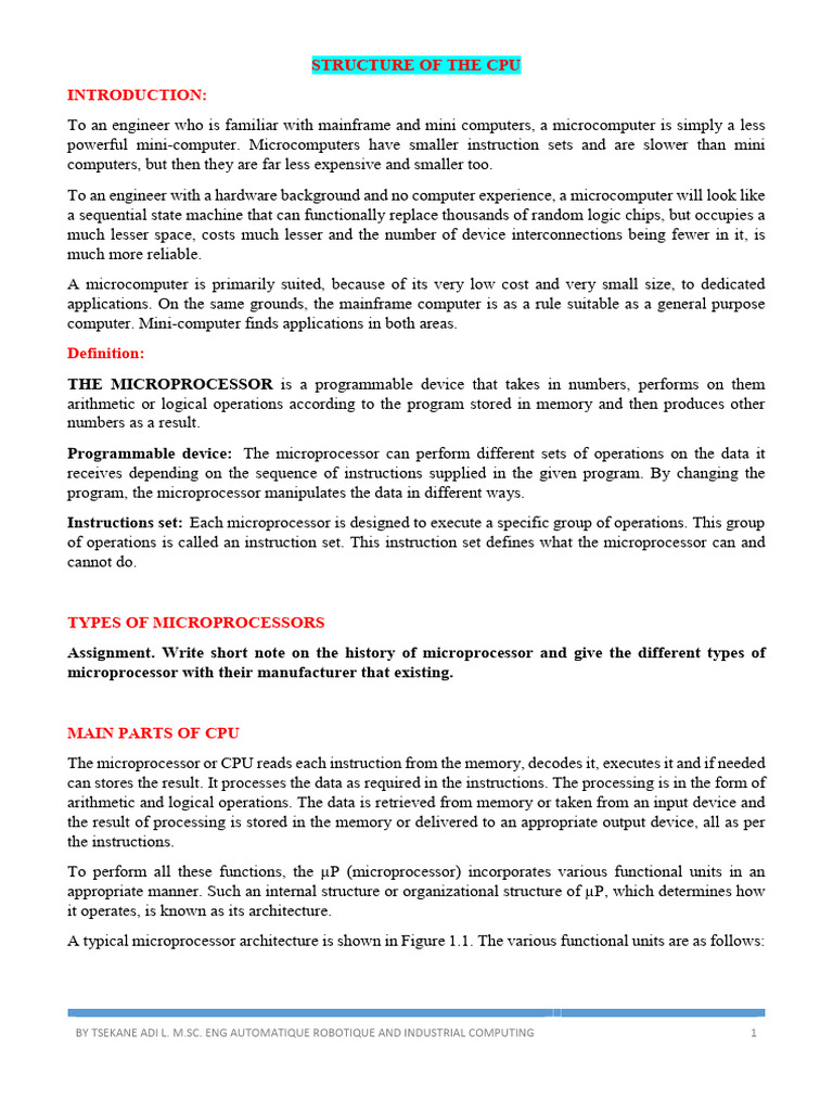 Microprocessor | PDF | Central Processing Unit | Programming
