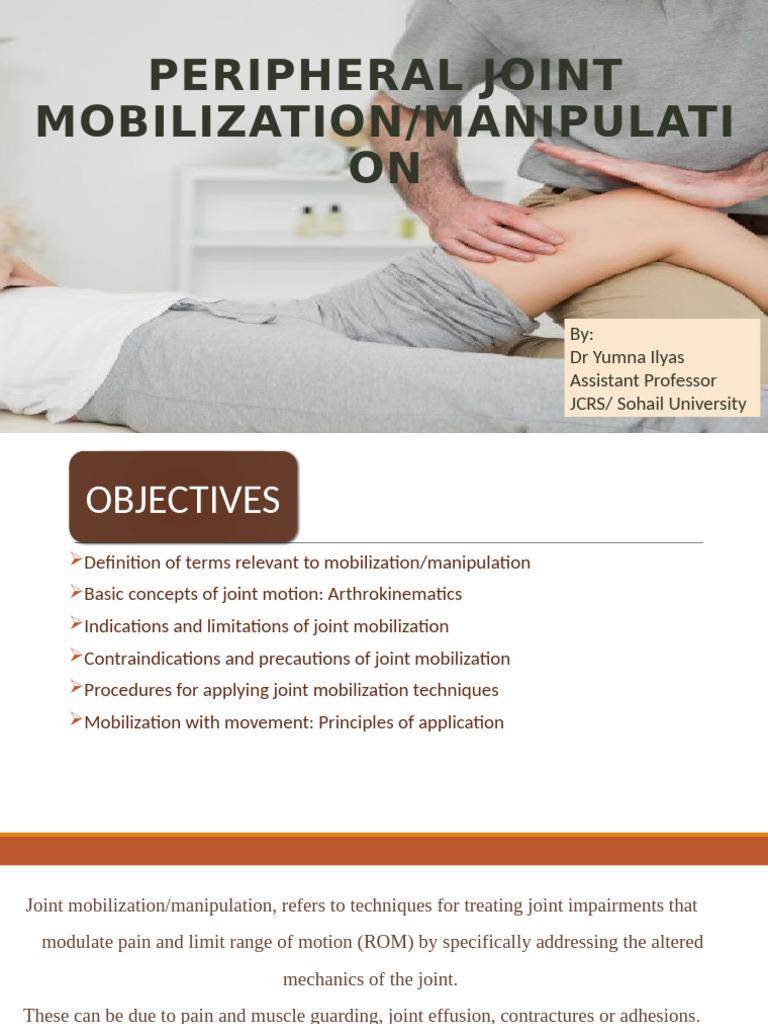 Peripheral Joint Mobilization | PDF | Anatomical Terms Of Motion | Pain