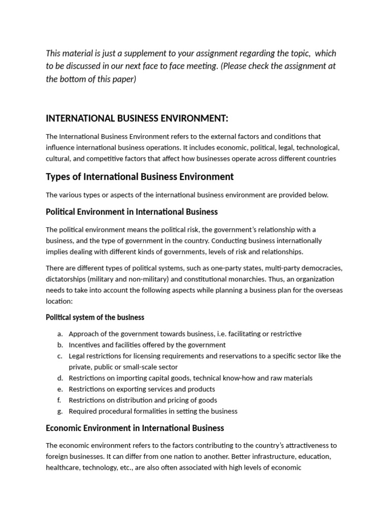 International Business Environment | PDF | Monopoly | Gross Domestic ...