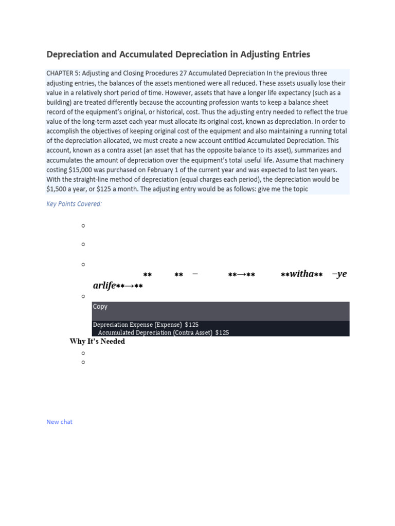 Depreciation and Accumulated Depreciation in Adjusting Entries | PDF
