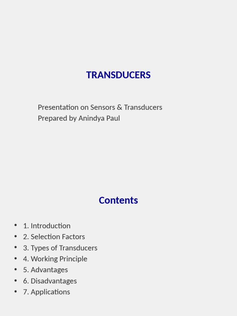 Overview of Transducers and Their Applications | PDF | Sensor ...