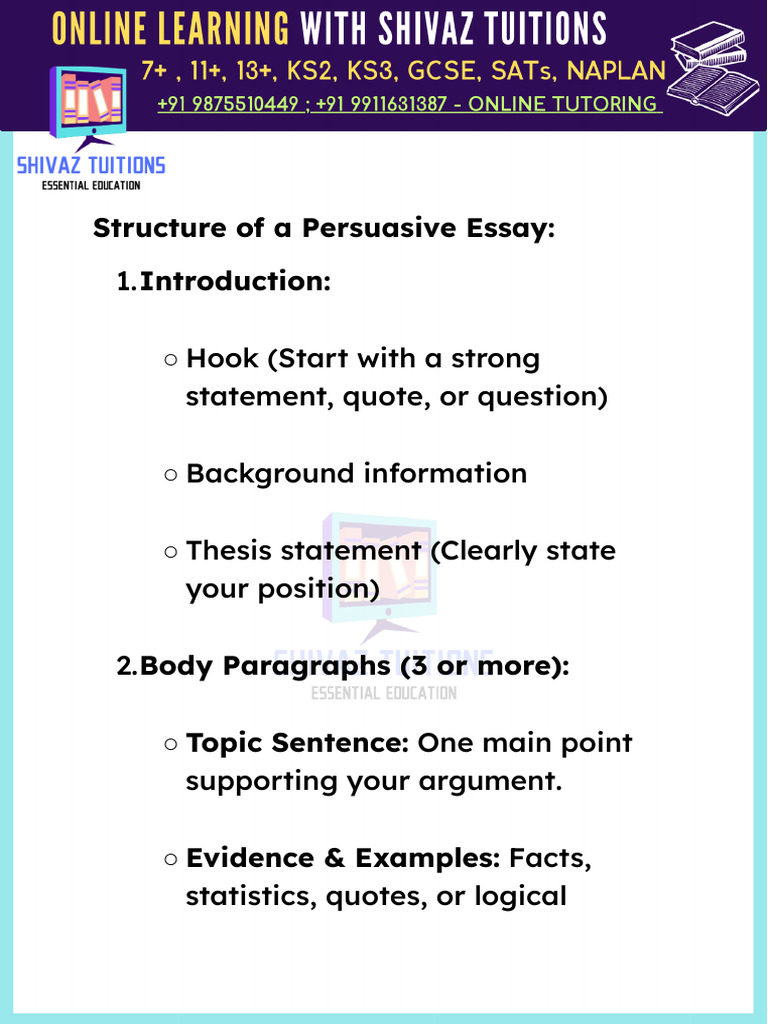 Structure of A Persuasive Essay | PDF | Persuasion | Democracy