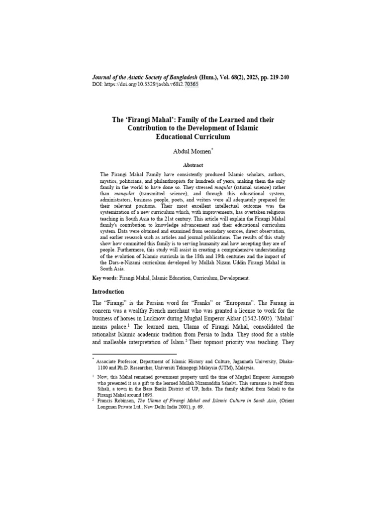 The Firangi Mahal Family of The Learned and Thei | PDF | Ulama ...