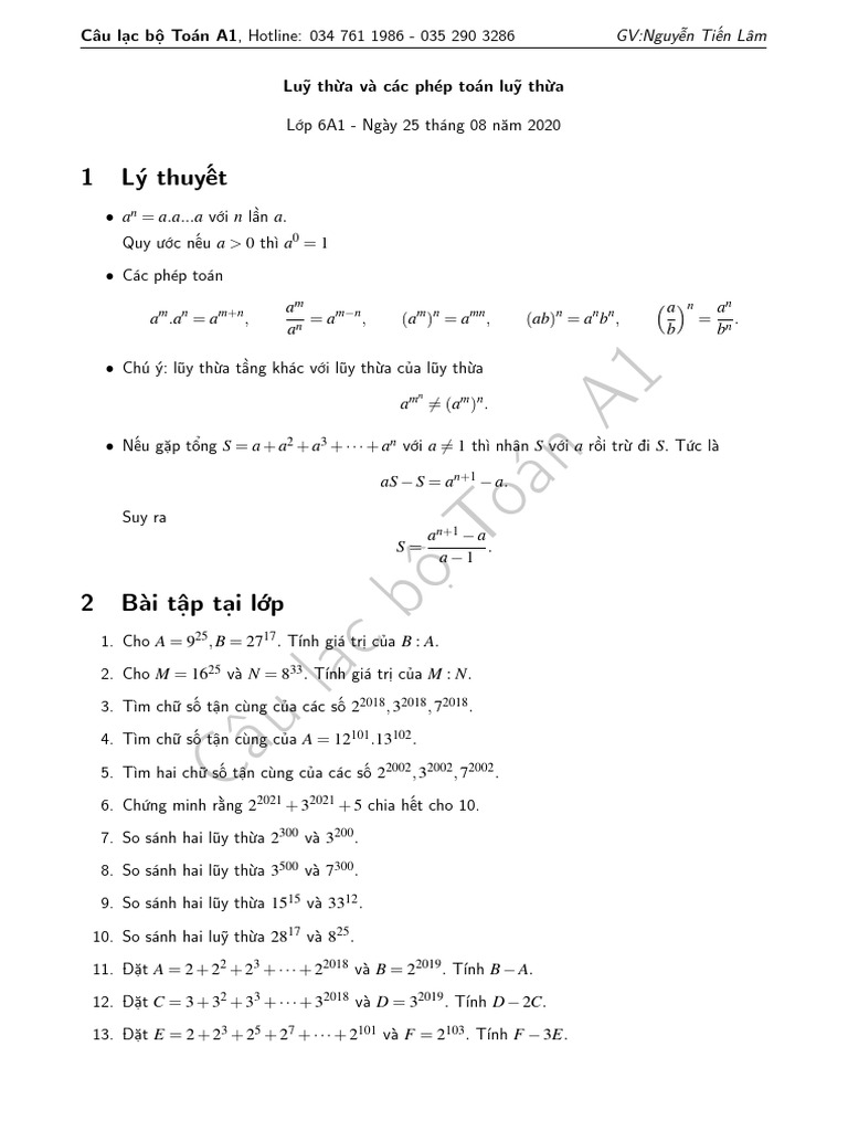 Bai Tap So Hoc Lop 6 So 1 | PDF