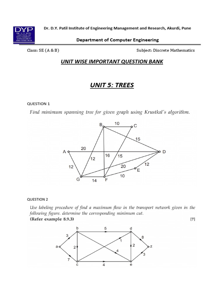 DM UNIT WISE IMPORTANT QUESTION BY VP | PDF | Group (Mathematics) | Field (Mathematics)