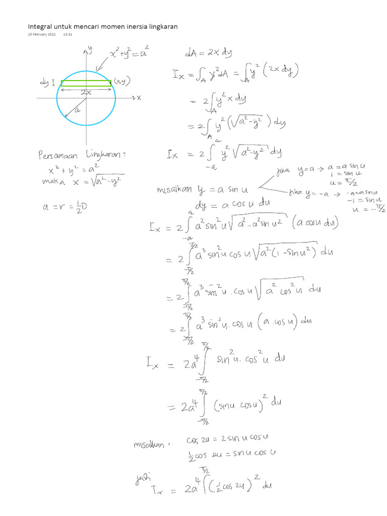 Momen Inersia Lingkaran | PDF