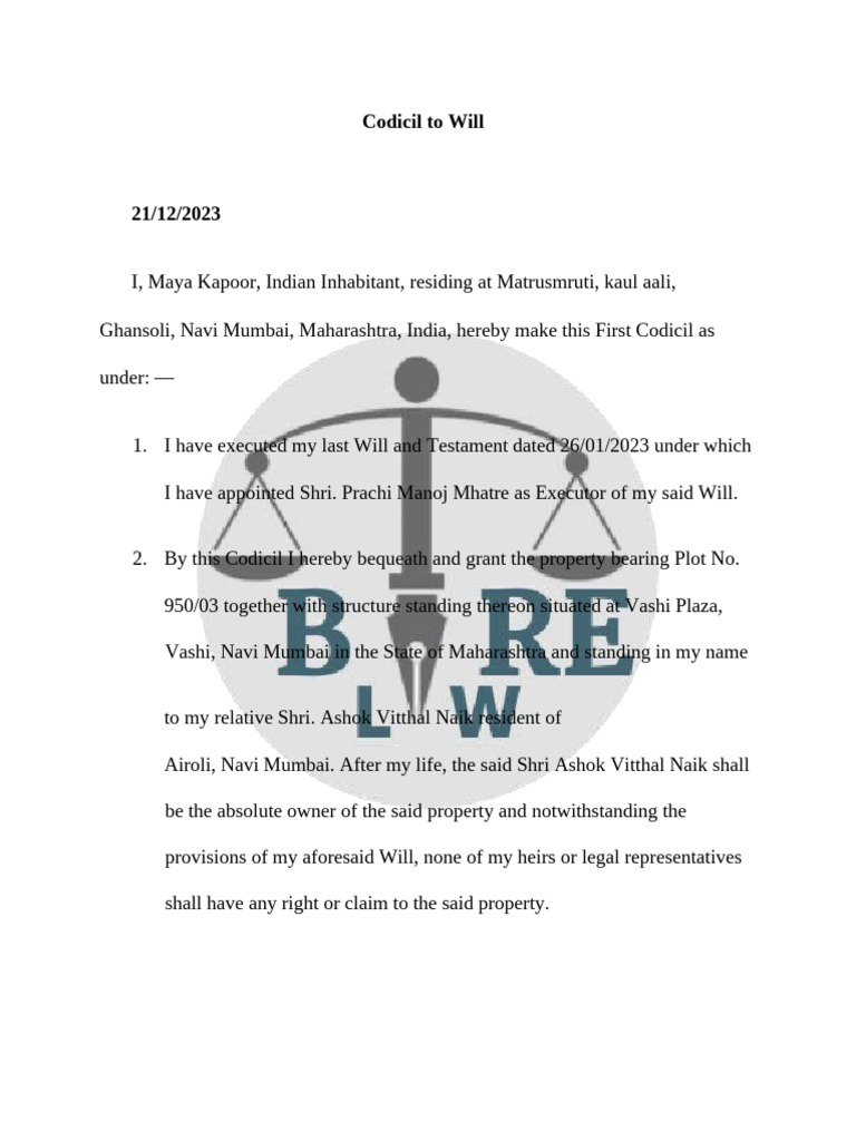 Codicil will DPC | PDF