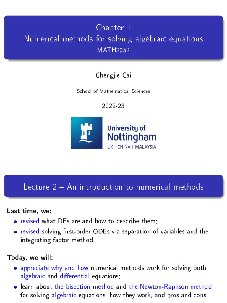 Chapter1_num_methods_for_alg_eqns | PDF | Numerical Analysis | Mathematical Objects