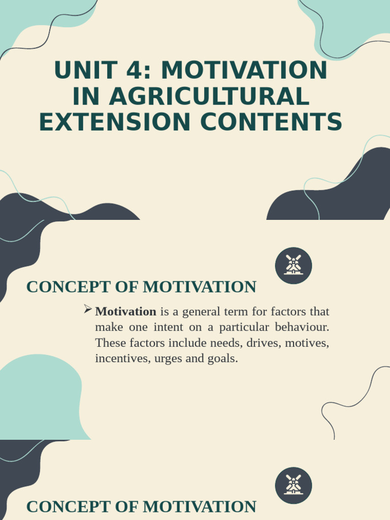 Understanding Motivation in Agricultural Extension | PDF | Motivational ...