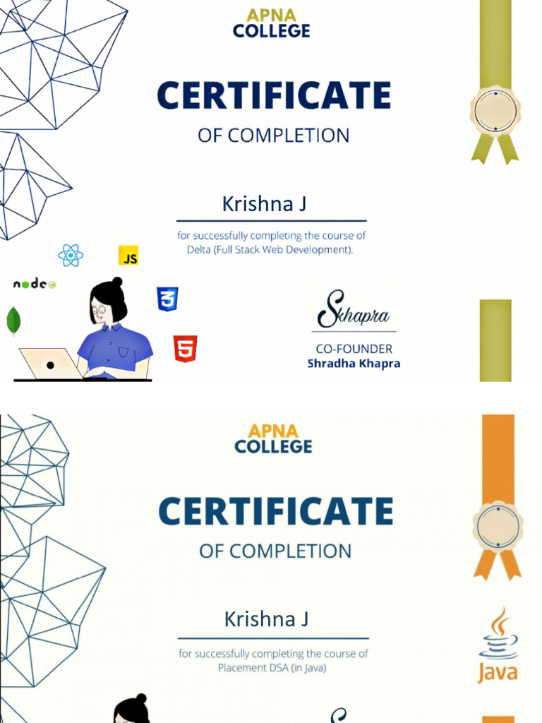 Certification of Completion-Apna College | PDF