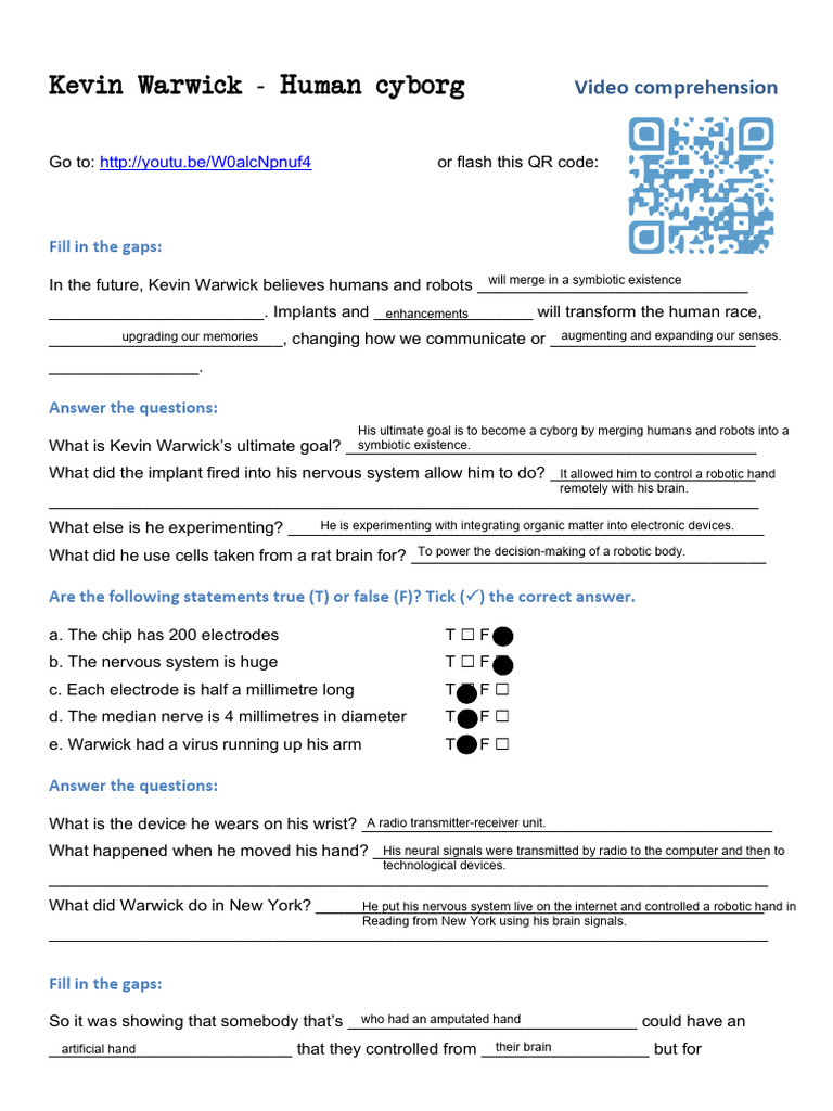 Wksheet VIDEO Kevin Warwick - Human Cyborg | PDF | Cyborg | Neuroscience